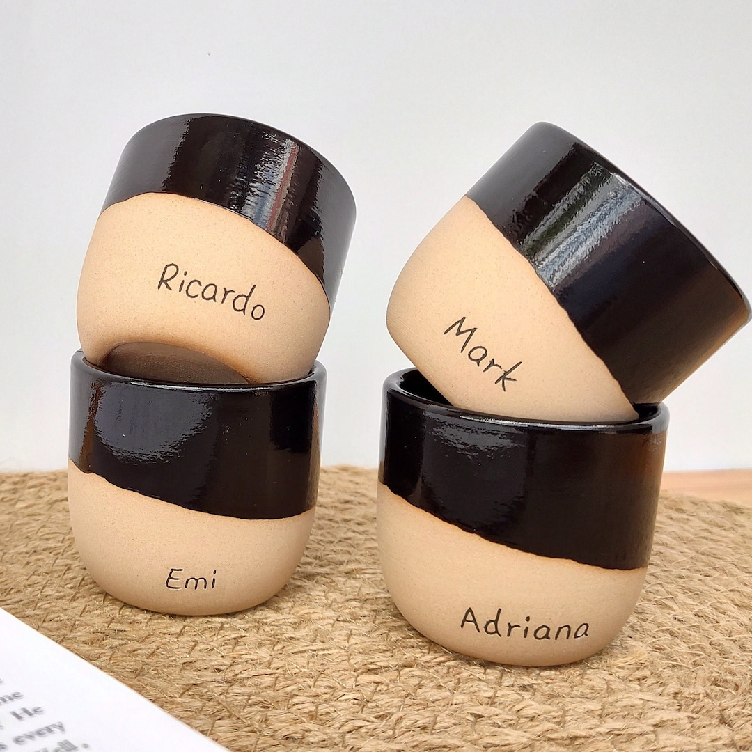 Personalized Espresso Cups Set: Rustic Ceramic Tea Cups (2.55oz) - Etsy