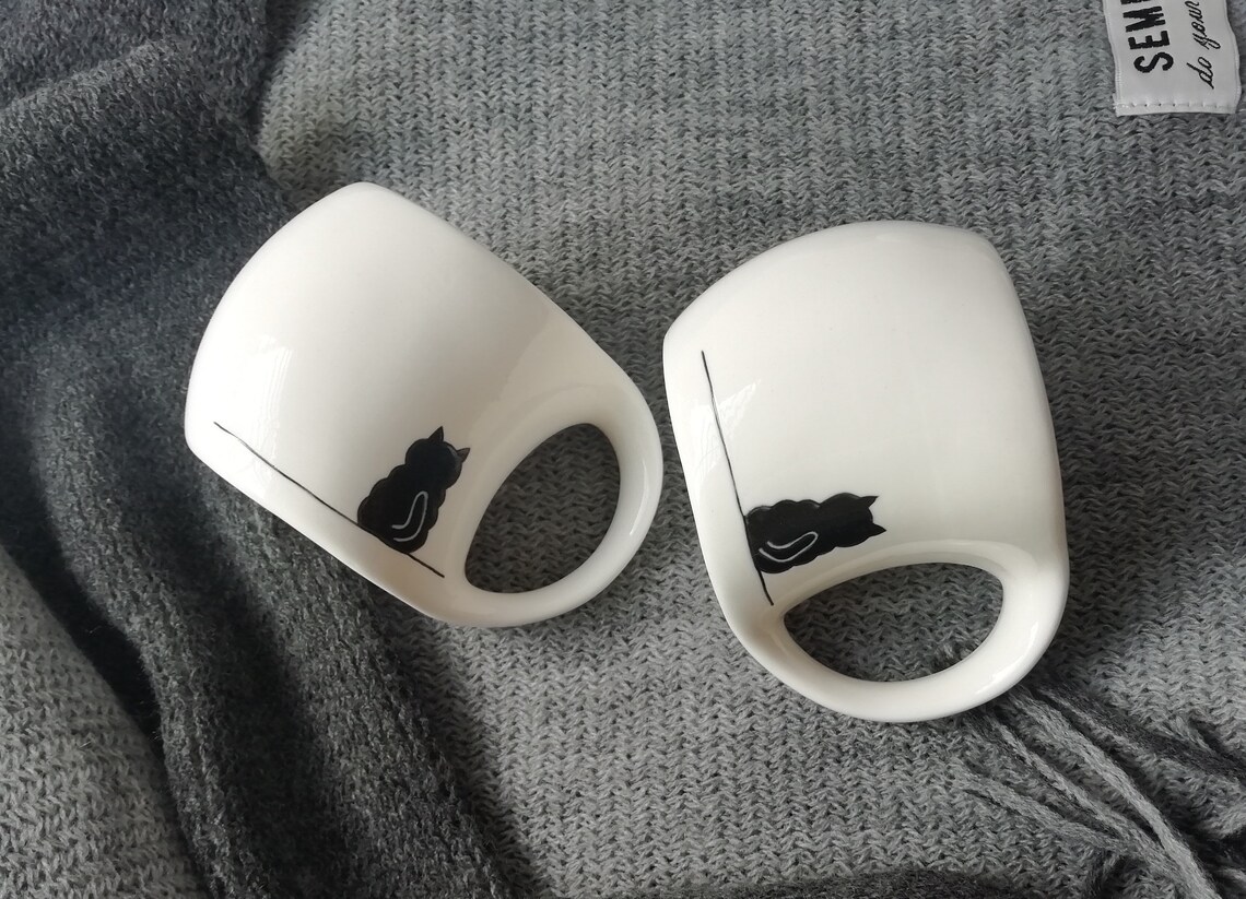 Cat Coffee Cups Set Espresso Coffee Cup Cat Lover Gift - Etsy