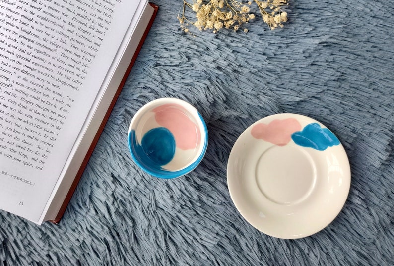 Custom Ceramic Espresso Cup Set (3.5oz): Handmade Abstract Art, Boho ...