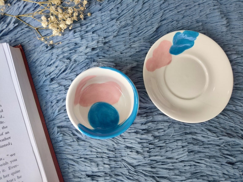 Custom Ceramic Espresso Cup Set (3.5oz): Handmade Abstract Art, Boho ...