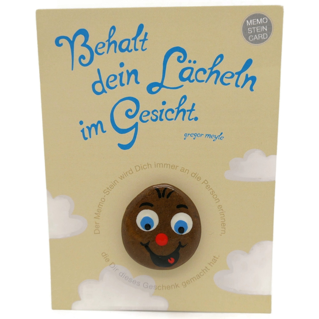 Smiley Stone Approx. 3-4 Cm on a Card Approx. 12.5 X 9.5 Cm in an ...