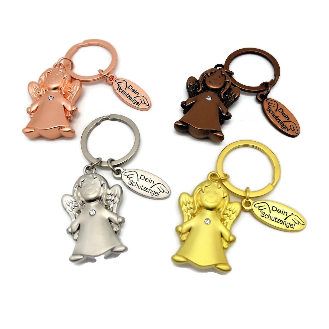 Guardian Angel Keychain With Glitter Stones Available in 4 Different ...
