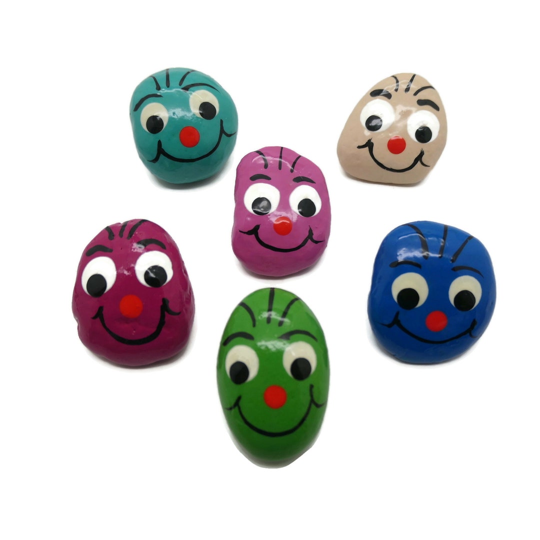Set of 6 Smile Stones SAM Approx. 3.5 Cm in 6 Colours With Gift Card ...