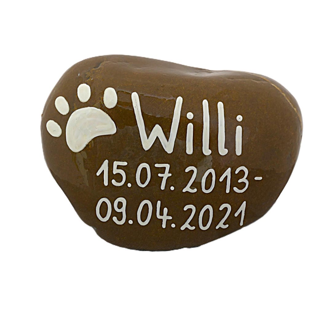 Pet Gravestone With Paw Print – Hand-painted Memorial for Pets ...