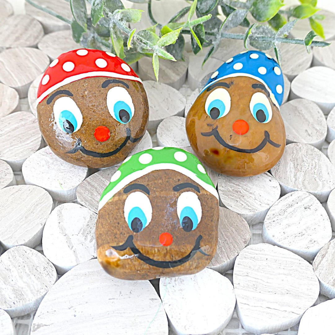 Personalized Smiley Stone With Hat, Lucky Charm, Painted Stones, Worry ...