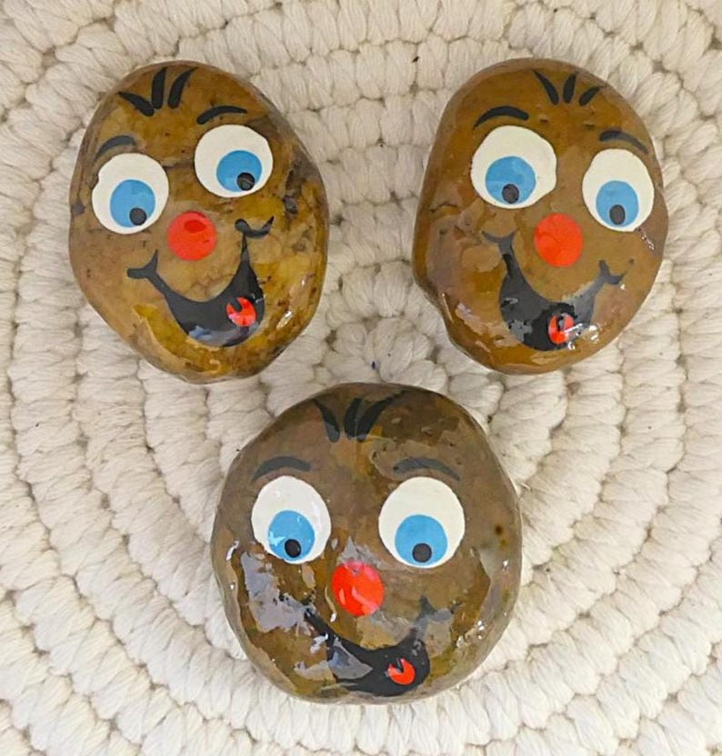 Personalized Smile Stone, Hand-painted, Lucky Charm, Lucky Stone With a ...