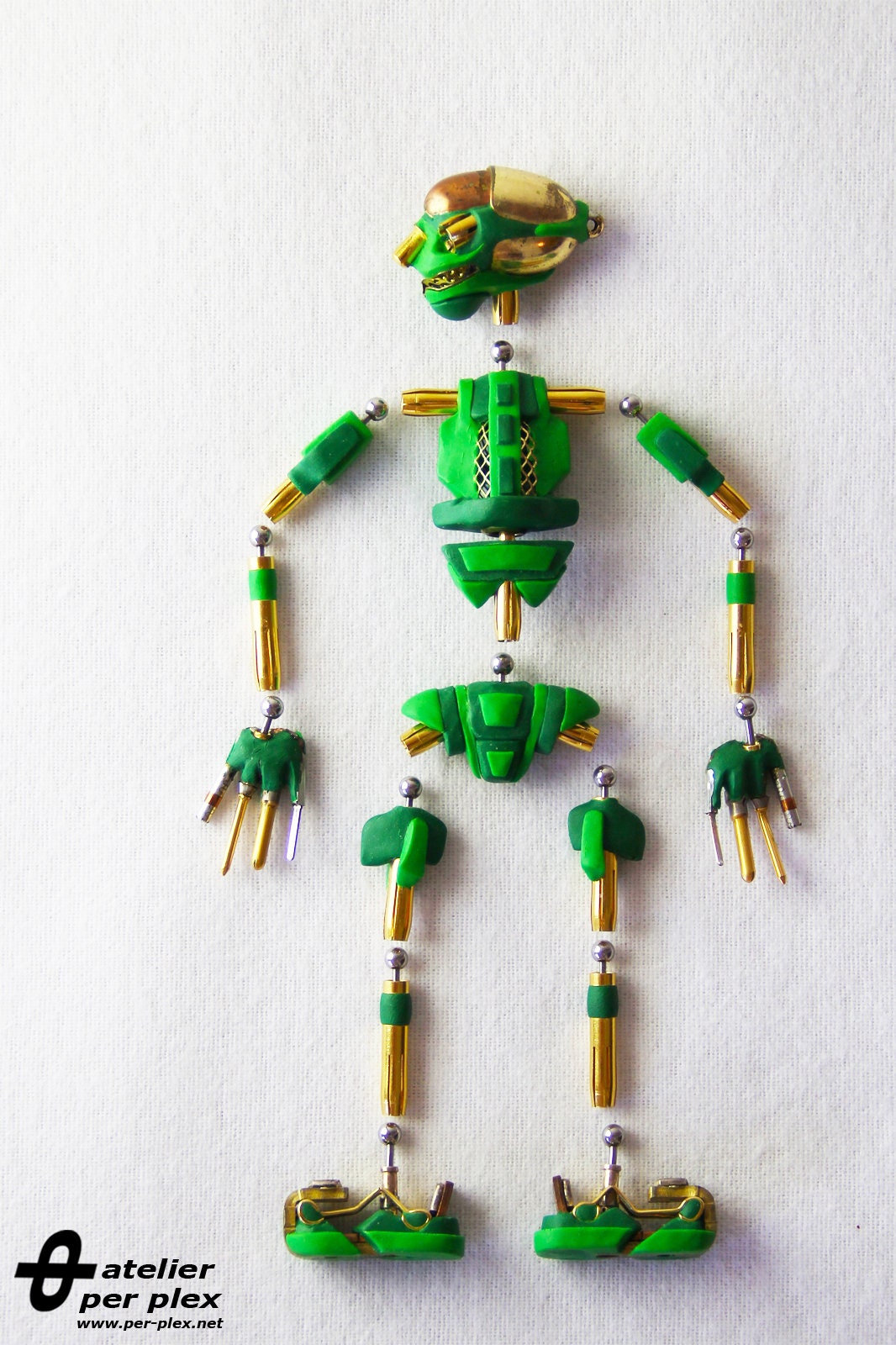 Green Robot 01 Gilded Movable Stop Motion Creature - Etsy