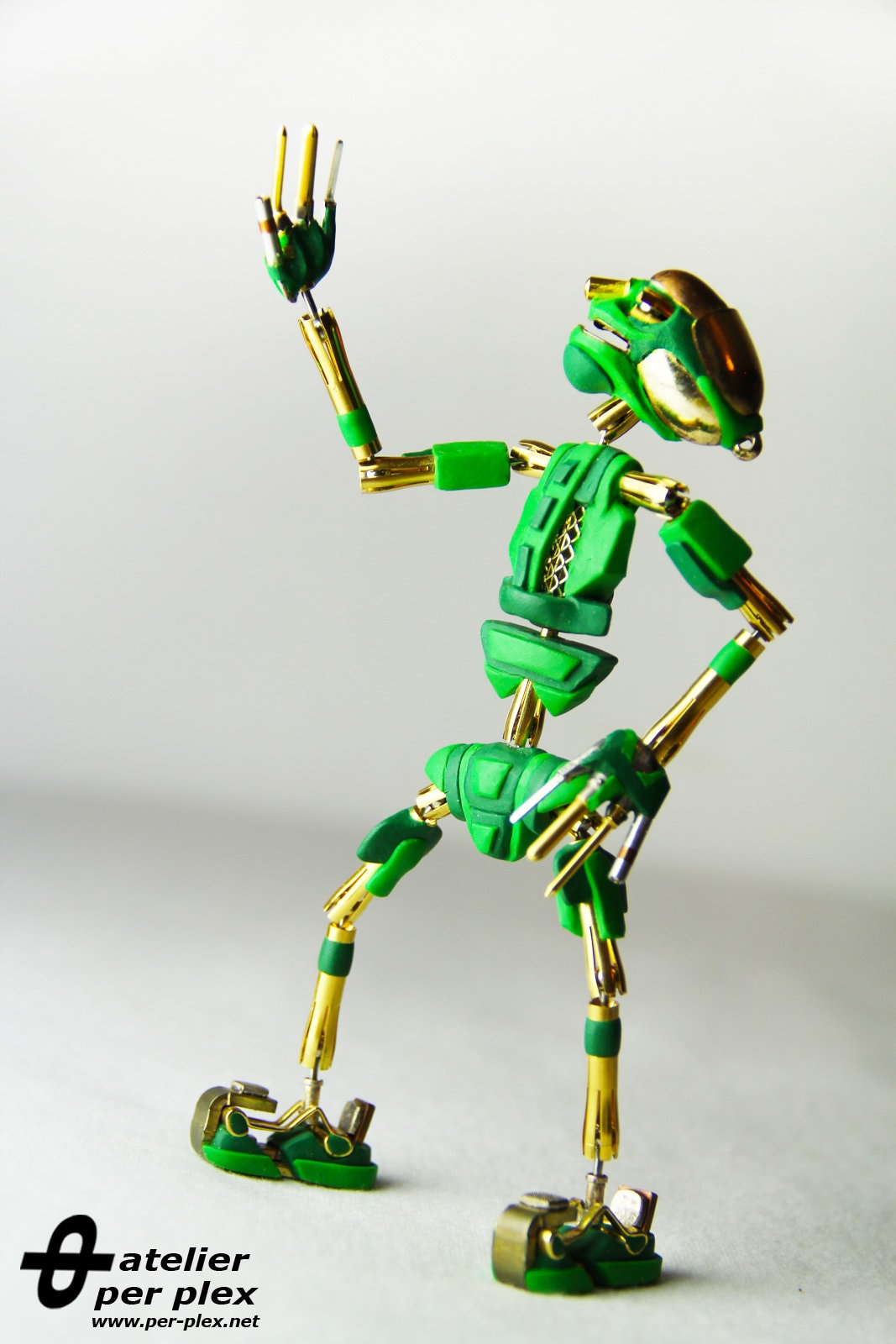 Green Robot 01 Gilded Movable Stop Motion Creature - Etsy