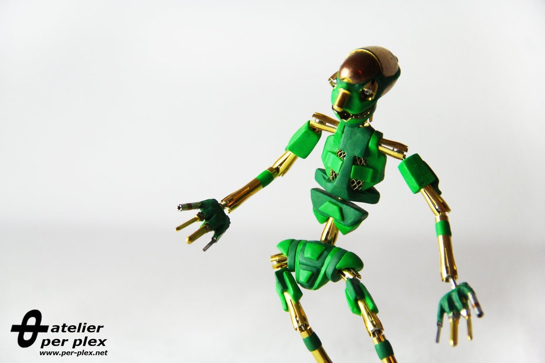 Green Robot 01 Gilded Movable Stop Motion Creature - Etsy