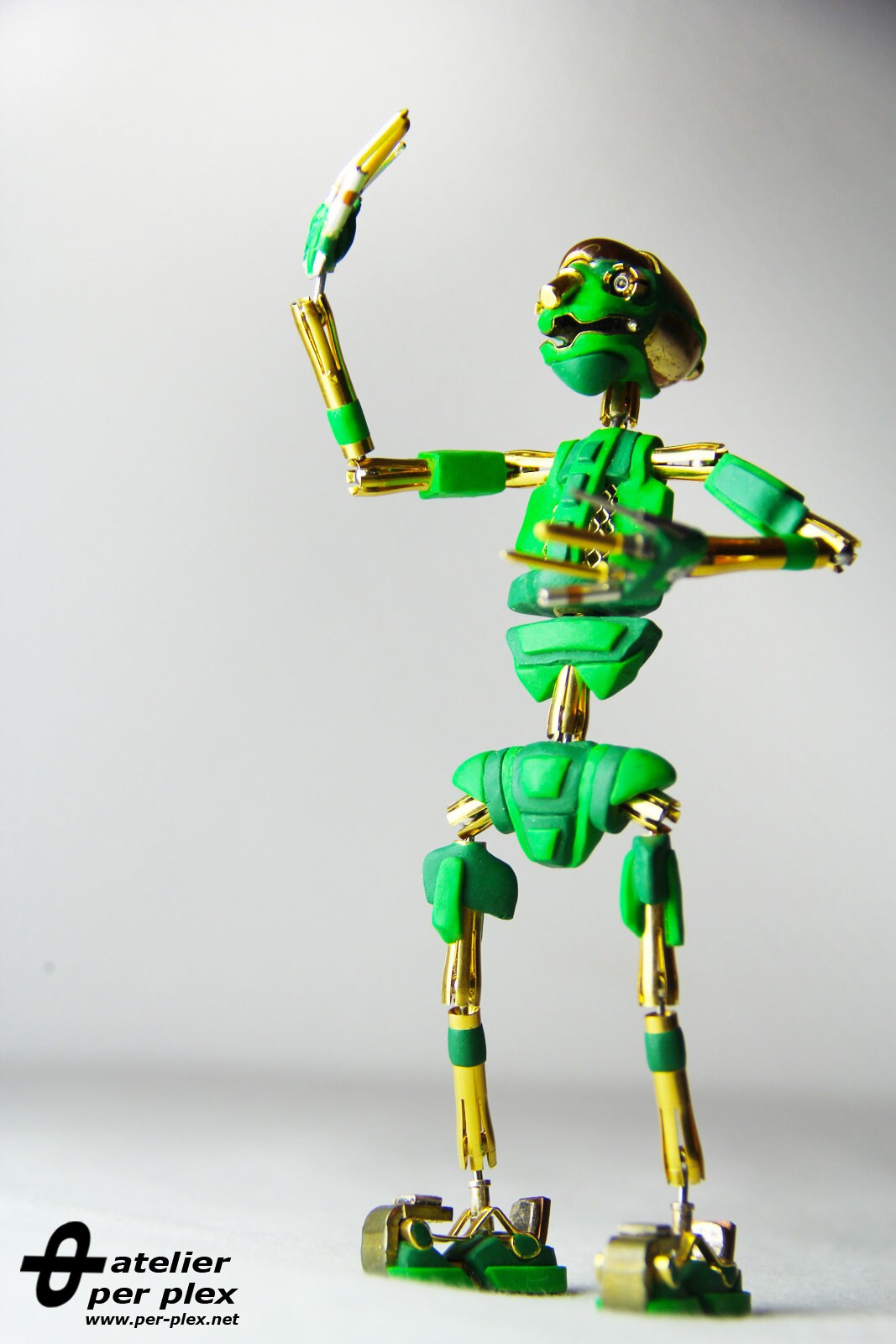 Green Robot 01 Gilded Movable Stop Motion Creature - Etsy
