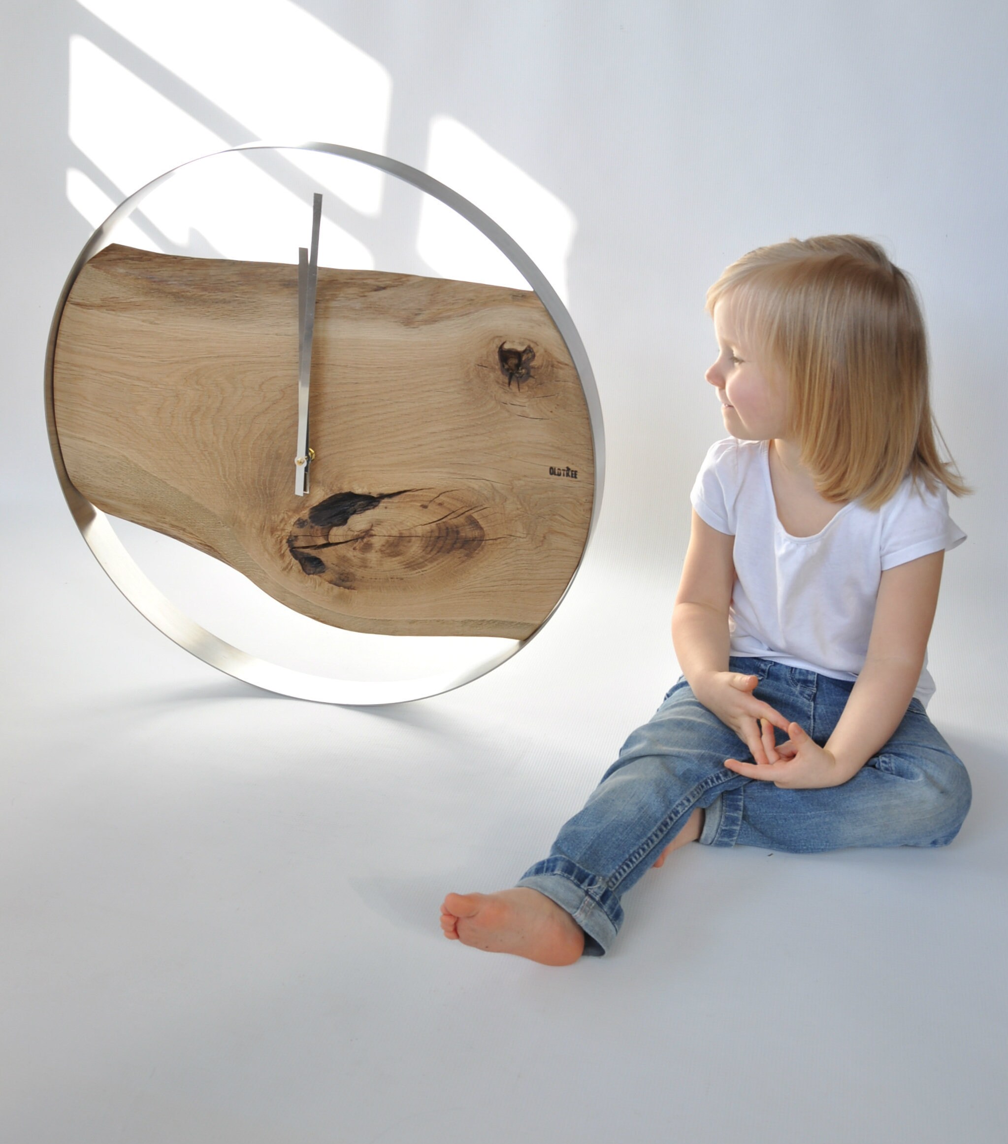 LOFT Clock - Oak in a Steel Wall Hoop, Large Wooden - 55 Cm - Etsy