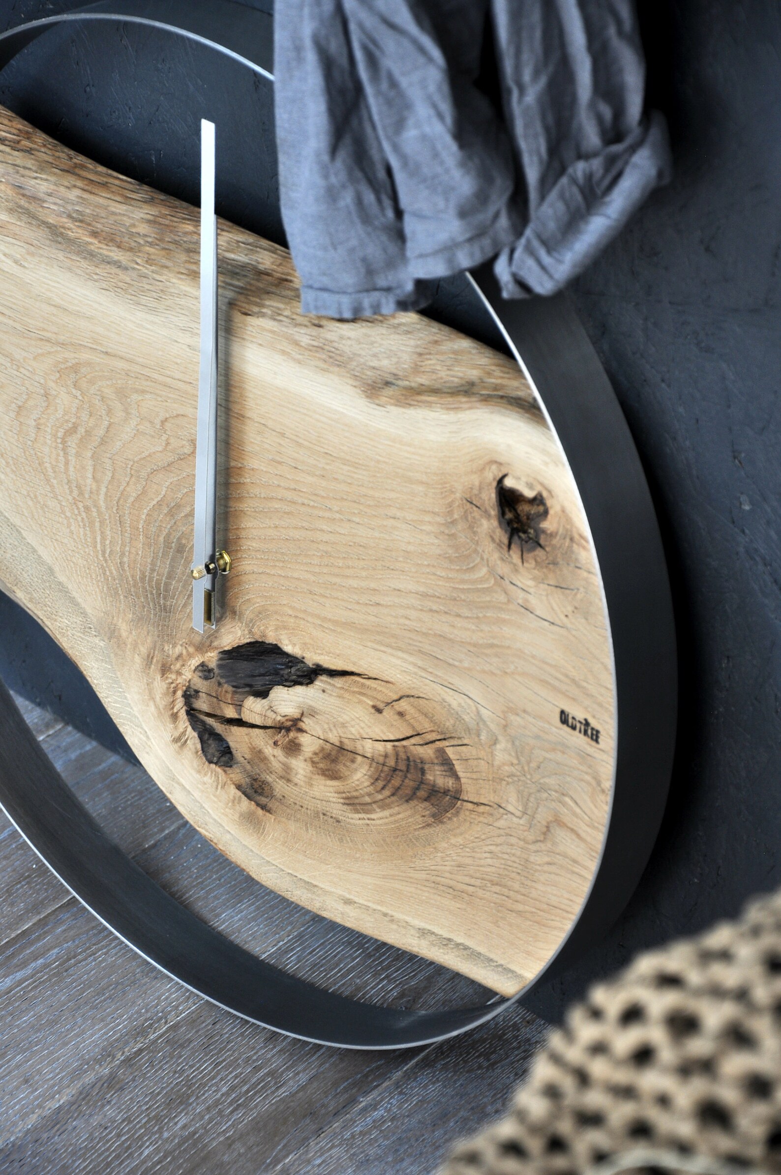 LOFT Clock - Oak in a Steel Wall Hoop, Large Wooden - 55 Cm - Etsy