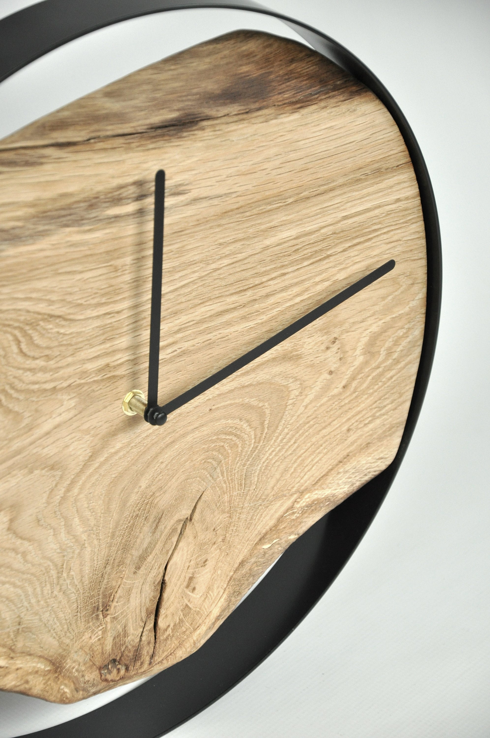 LOFT Clock Oak, Round, Black Steel Rim, Old Wood, Design - Etsy