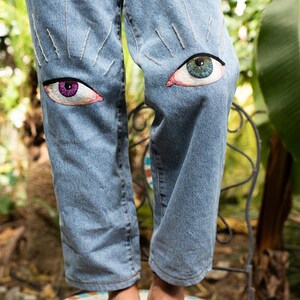 Hand Emboridered Eyes Denim - Etsy