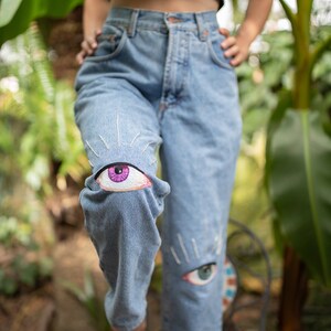 Hand Emboridered Eyes Denim - Etsy