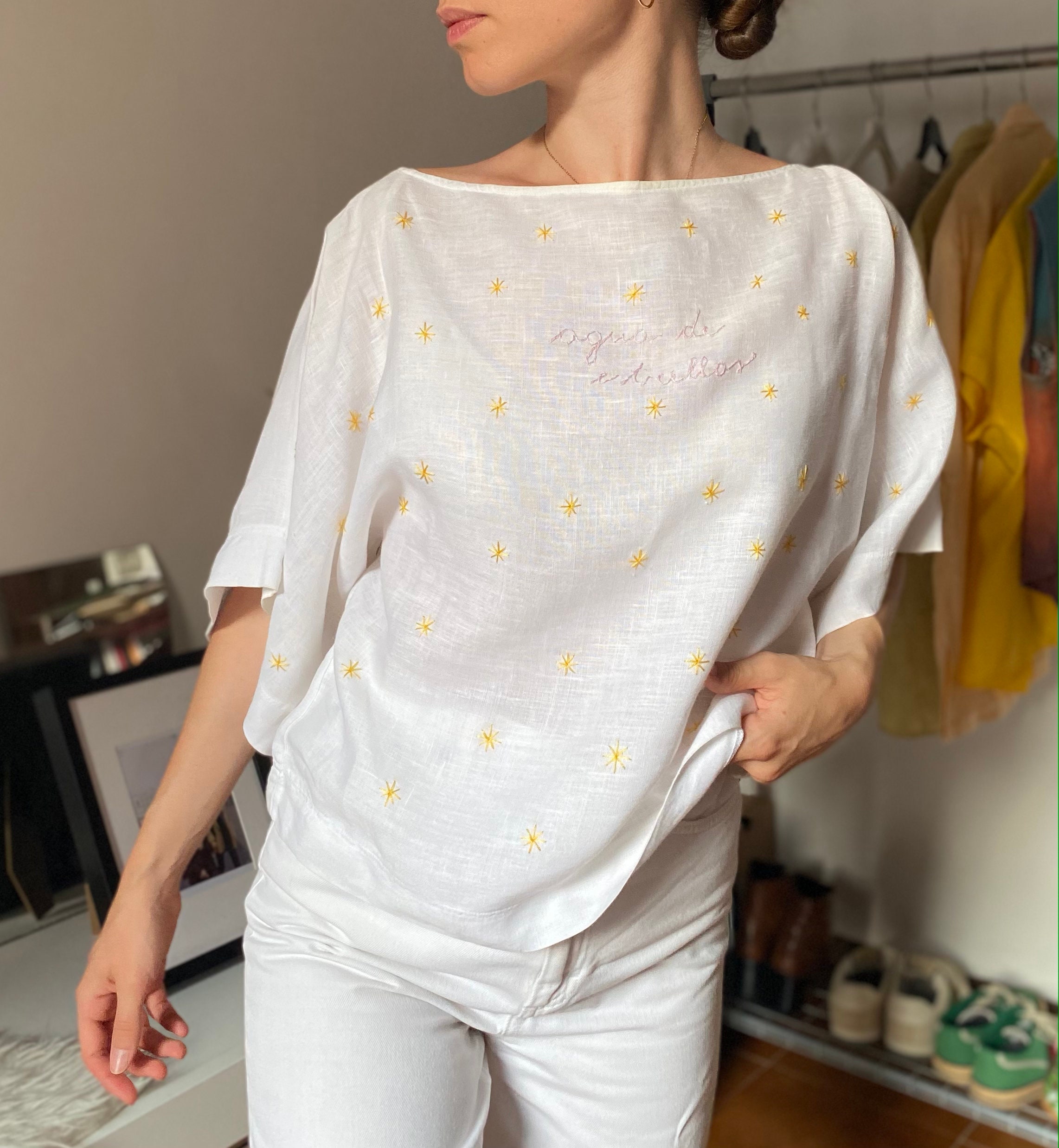 Hand Embroidered Star Blouse - Etsy