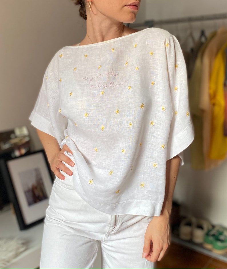 Hand Embroidered Star Blouse - Etsy