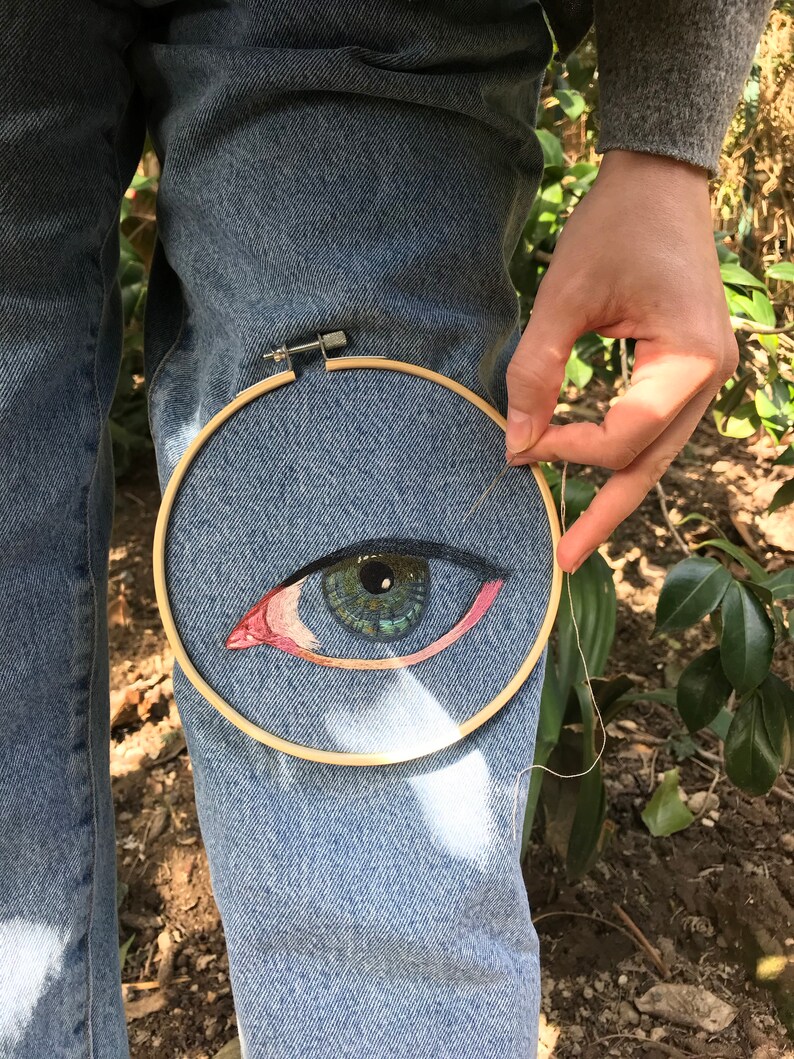 Hand Emboridered Eyes Denim - Etsy