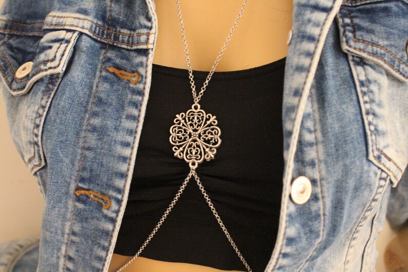 Double Drape Silver Plated Body Chain: Handmade Body Jewelry - Etsy