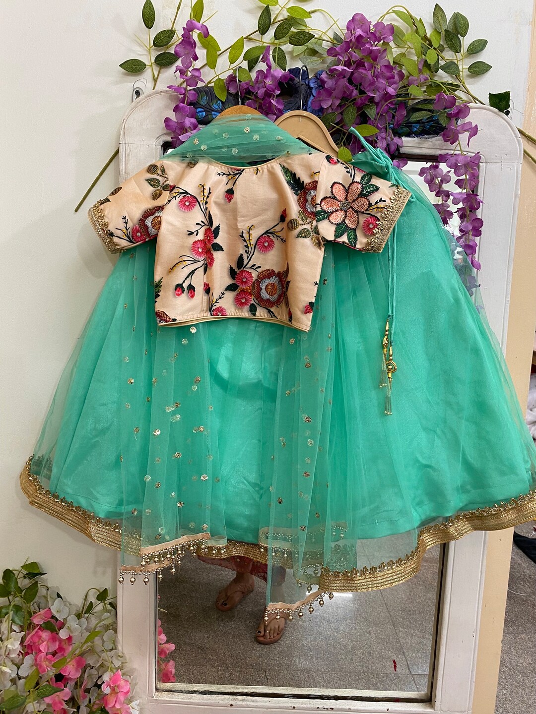 Kids Green Lehenga Choli Girls Lengha Chunni - Etsy