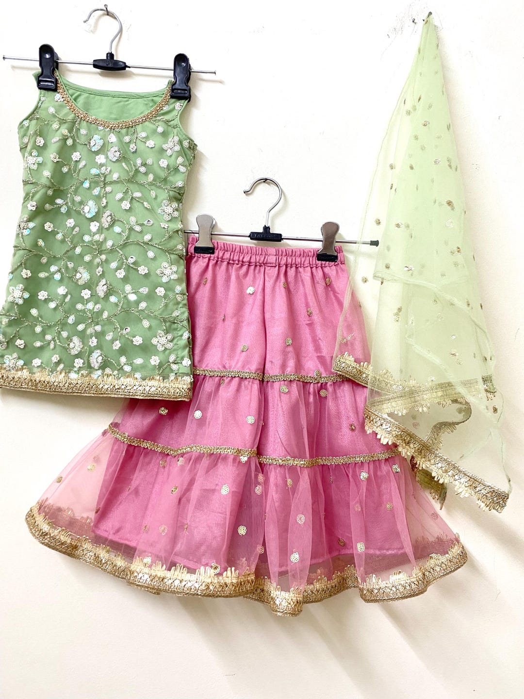 Kids Kurti Sharara Lehenga Gharara Set Dress for Girls Toddler Outfit ...