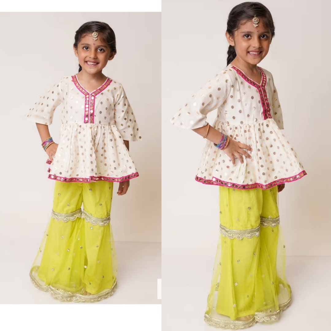 Girls Sharara Gharara Set for Kids in USA - Etsy
