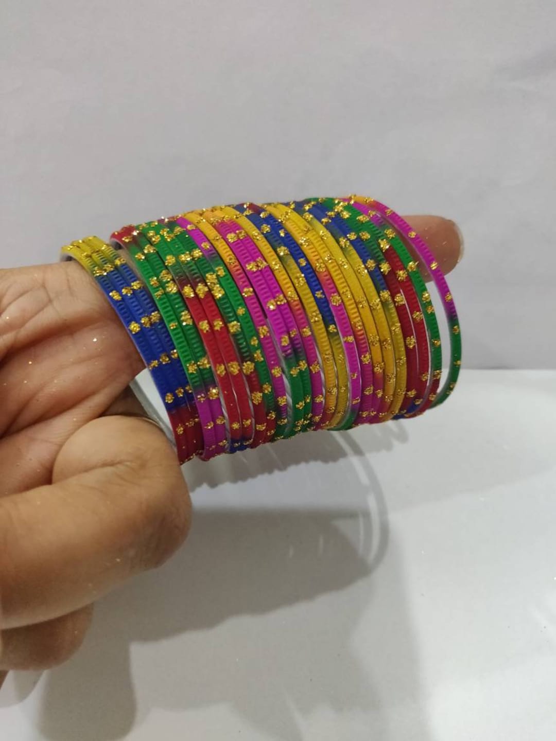 Kids Indian Bangles: Multi-color Metal Bracelet Set (22 Pcs, Size 2.4 ...