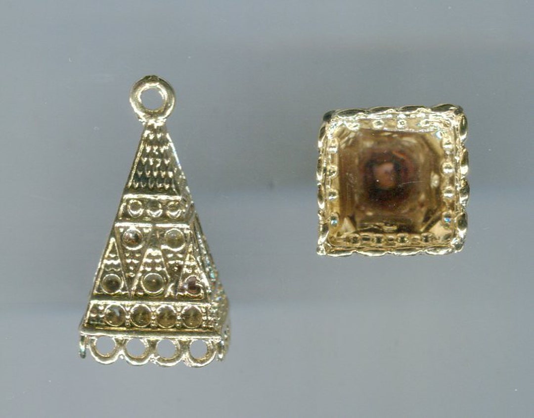 4 Pearl Caps Pendant Gold Piramide Shape for 12 Mm Beads - Etsy