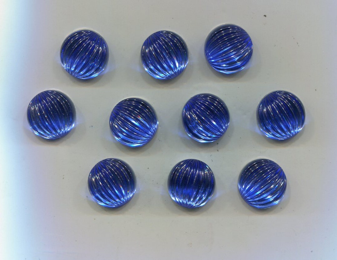 10 Bohemian Grooved Cabochons 14 Mm Sapphire Blue - Etsy