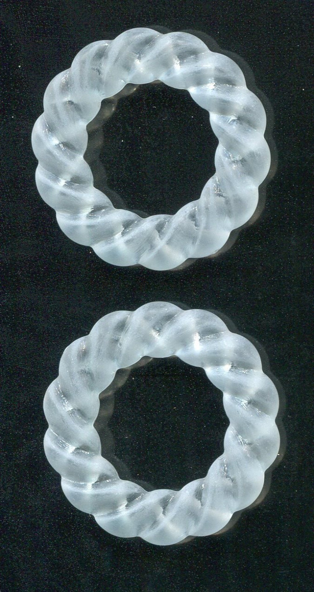 2 German 80s Round Extension Rings Pendant Crystal Frosted 44 - Etsy