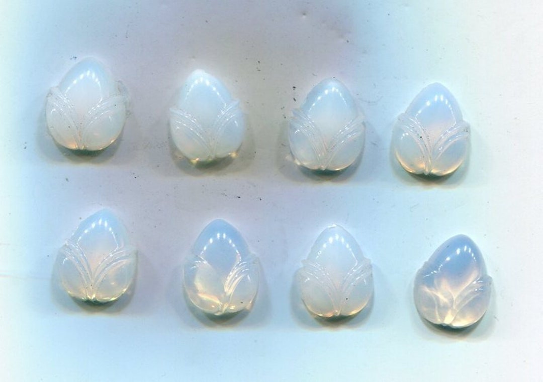 10 Bohemian Decorative Stones Flower Buds Opal-white 15 X 12 Mm - Etsy