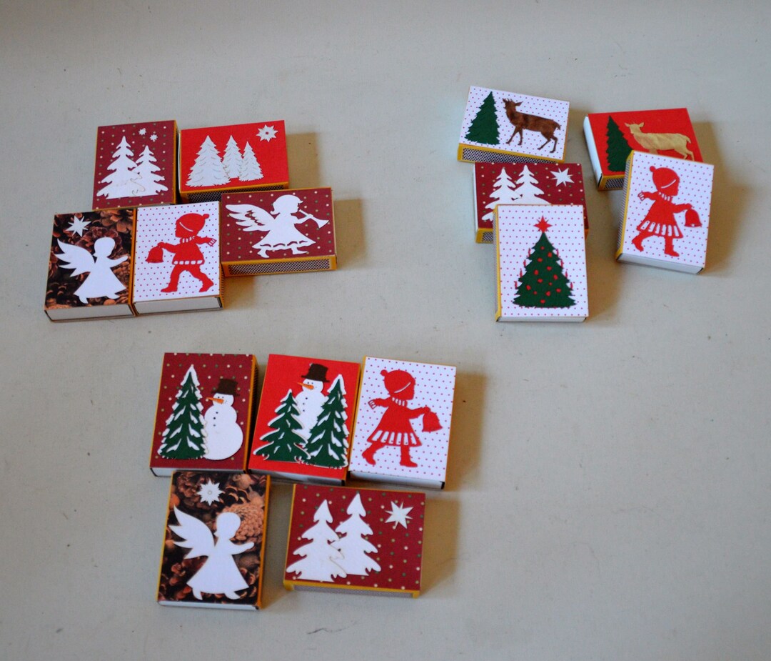5 Matchbox Pasted With Paper Decorations - Etsy