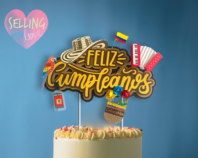 Cake Topper Con Diseño Latino colombia, Cuba, República Dominicana ...