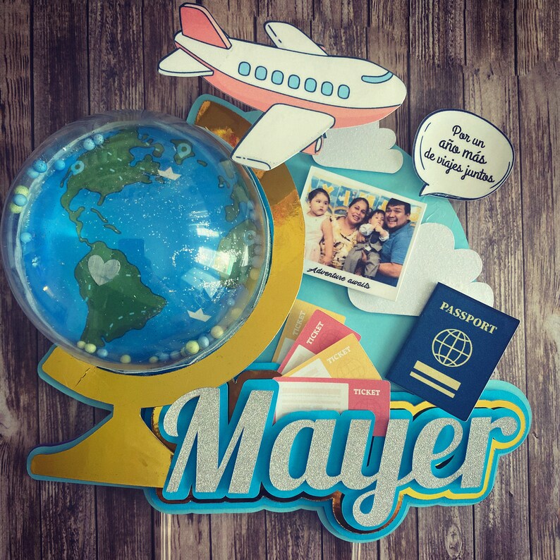 Custom Cake Topper With Travel Design - Etsy