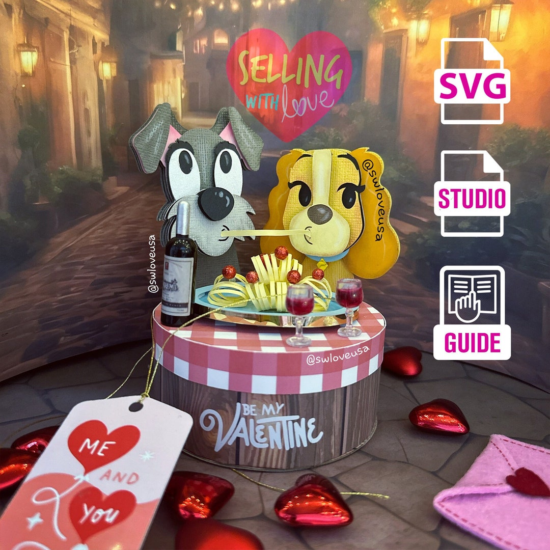 Lady and the Tramp Valentine's Day Cut File: SVG, Studio - Etsy