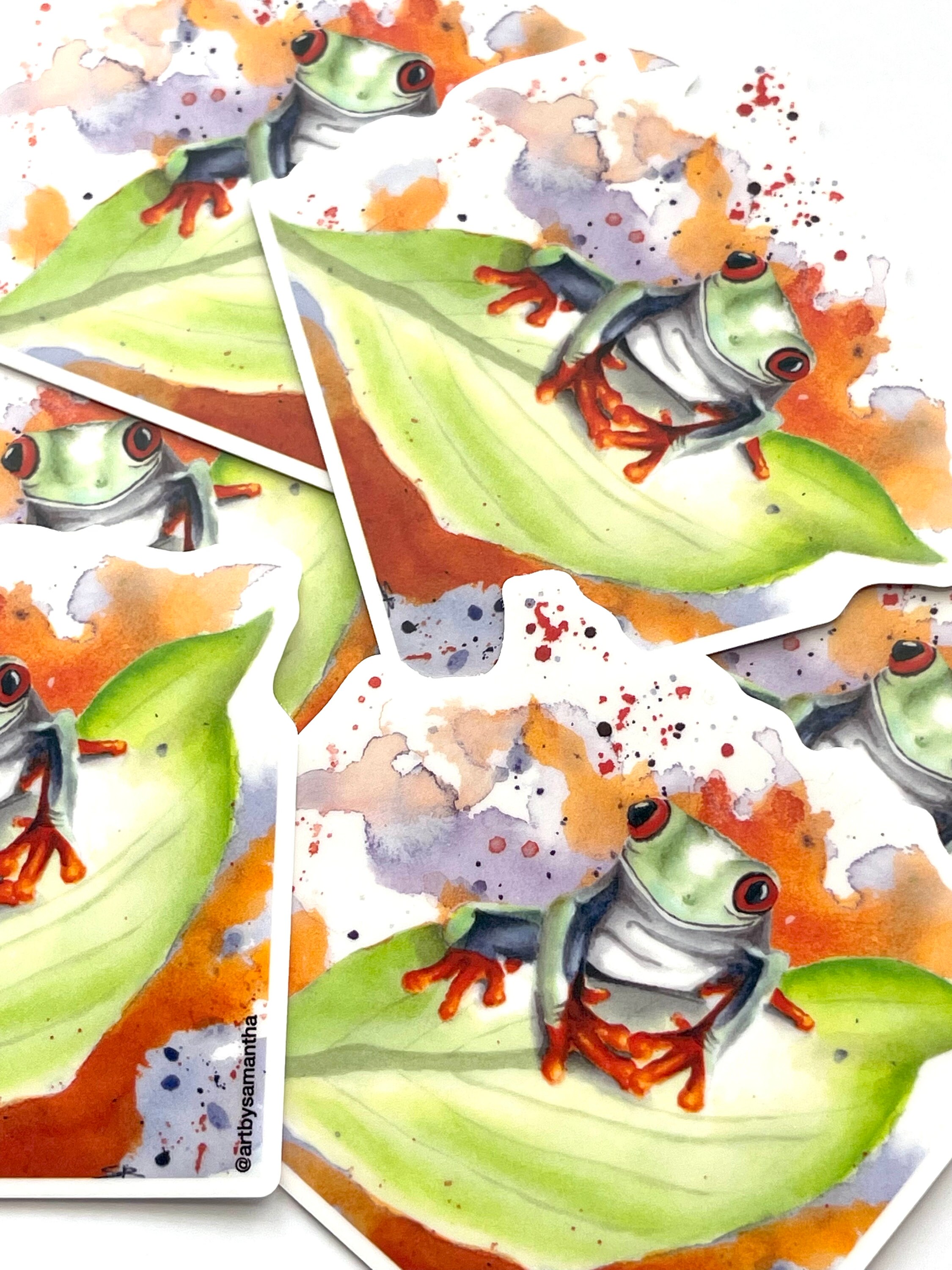 Green Tree Frog Sticker, Tropical Rainforest Animal, Waterproof Vinyl ...