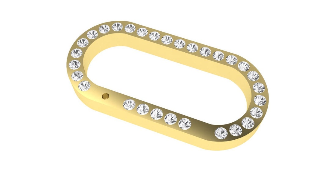 Both Side Diamond Elongated Oval 18K/14K Solid Gold Enhancer Charm ...