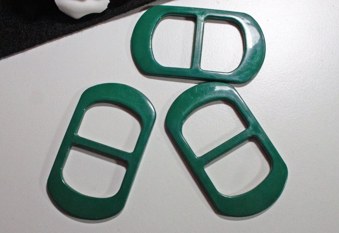 3 Vintage Buckles 25 Mm Green Belt Buckles Plastic Without Pin Slider ...