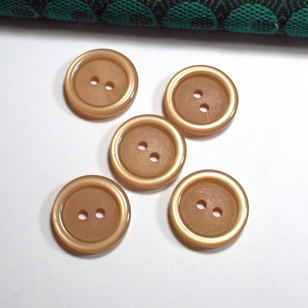 5 Vintage Buttons 28 Mm Beige Light Orange Plastic Coat Buttons Retro 2 ...