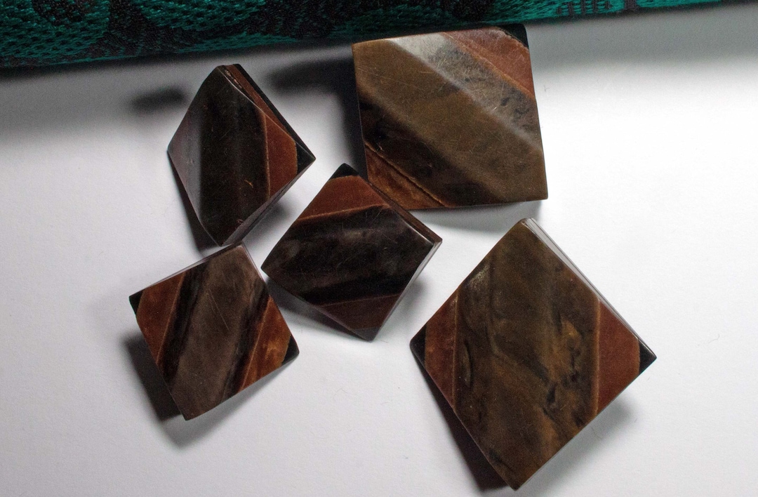 5 Art Deco Buttons Galalith Bakelite Set 25 Mm and 18 Mm Brown ...