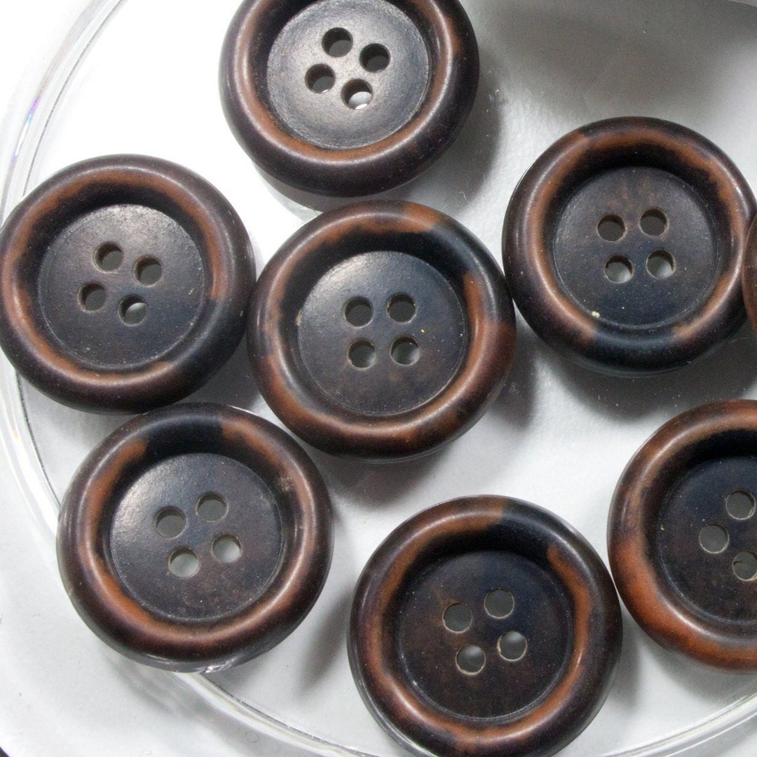 7 Vintage Buttons 20 Mm Brown, Traditional Buttons, Plastic Buttons ...