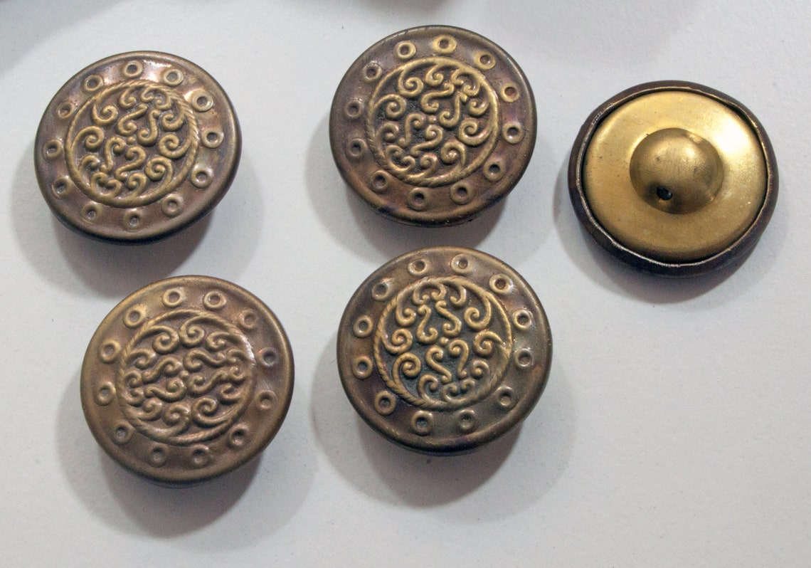 5 botones antiguos 21 mm botones metálicos botones - Etsy España
