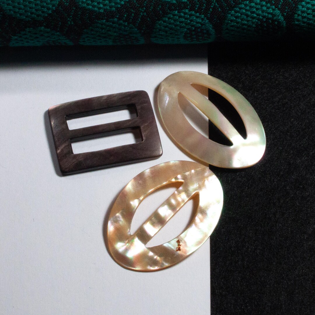 Vintage Mother-of-pearl Buckles Mix 22 Mm Set Cream Brown Belt Buckle ...