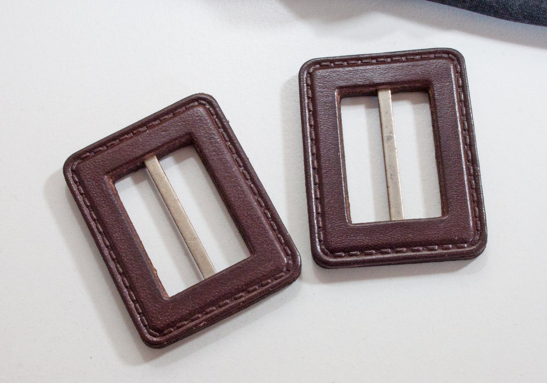 2 Leather Buckles 25 Mm Brown Vintage Leather Belt Buckle Without Pin ...