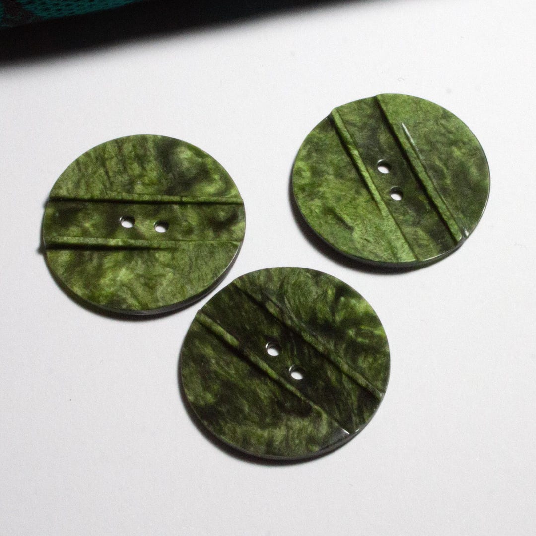 3 Art Deco Buttons Galalith Bakelite 30 Mm Green 20s, 30s, Plastic ...