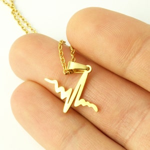 Chain Stainless Steel Heartbeat Heart Pulse Electrocardiogram Pendant ...
