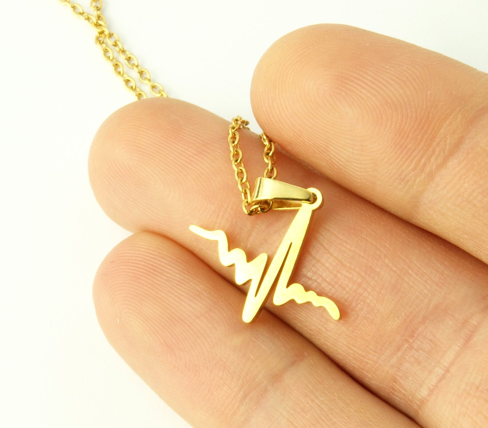 Chain Stainless Steel Heartbeat Heart Pulse Electrocardiogram | Etsy