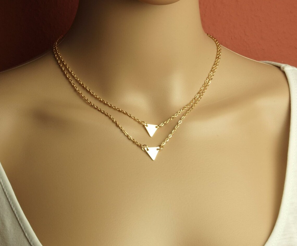 Chain Triangles Pendant Golden Geometric - Etsy