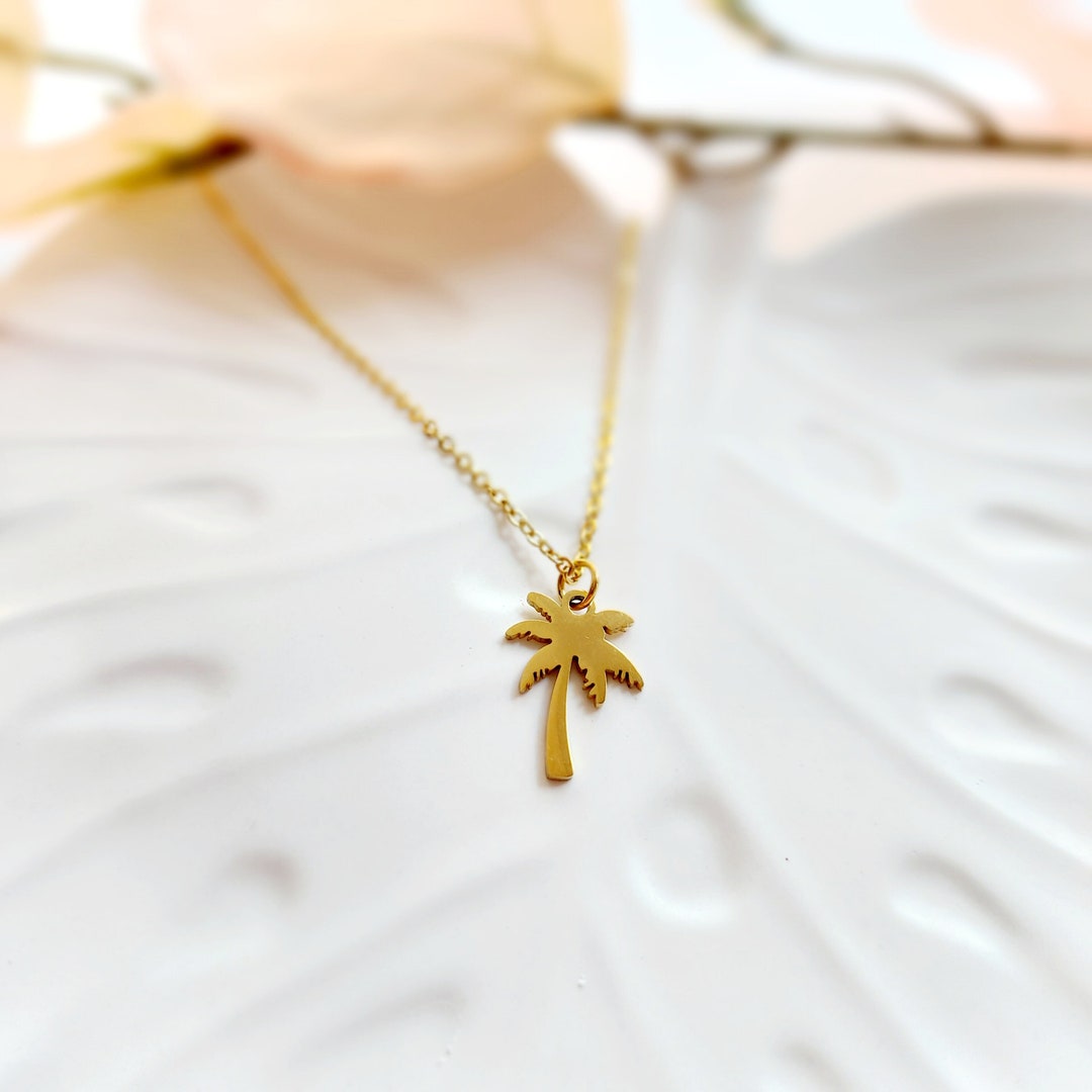 Chain Stainless Steel Palm Tree Pendant Silver Golden - Etsy