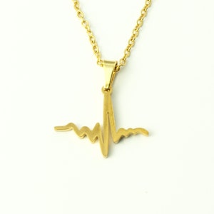 Chain Stainless Steel Heartbeat Heart Pulse Electrocardiogram Pendant ...